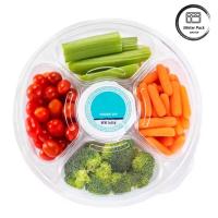 China 5 Section Round Plastic Serving Tray with Lid for Supermarket Veggie Display 10 Inch for sale