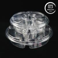 China 5 Section Round Plastic Serving Tray with Lid for Supermarket Veggie Display 10 Inch for sale