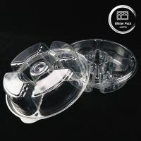 China 5 Section Round Plastic Serving Tray with Lid for Supermarket Veggie Display 10 Inch for sale