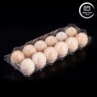 China 12-Slot PET Egg Blister Tray 295x105x65mm Durable Disposable Plastic Grid Tray with Cover for sale
