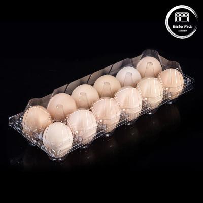 China 12-Slot PET Egg Blister Tray 295x105x65mm Durable Disposable Plastic Grid Tray with Cover for sale