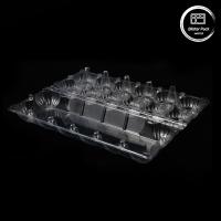 China 12-Slot PET Egg Blister Tray 295x105x65mm Durable Disposable Plastic Grid Tray with Cover for sale