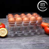 China 15 Cell Hinged Clamshell Clear Plastic Egg Trays Secure Thermoformed Plastic Shipping Trays for sale