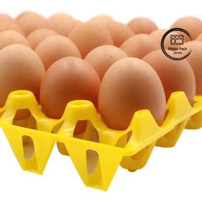 China Colorful 30 Egg Plastic Tray Durable PE Thermoformed Crate for Chicken Farm Transport for sale