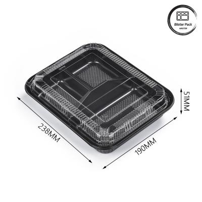 China Microwave Safe Disposable Plastic Food Containers 3 Compartment Clear Takeaway Packaging for sale