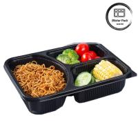 China Customizable PET Disposable Plastic Food Containers Multi Grid Thickened Leak Proof Square for sale