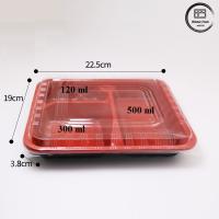 China Eco Friendly 3 Compartment Bento Box Disposable  PP Plastic Microwave And Refrigerator Safe for sale