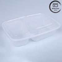 China Two Compartment Biodegradable Takeaway Containers Plastic Bento For Fast Food for sale