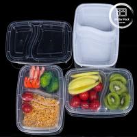 China Two Compartment Biodegradable Takeaway Containers Plastic Bento For Fast Food for sale