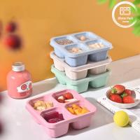 China Reusable 4 Compartment Lunch Box / Bento Snack Boxes For School And Picnics for sale