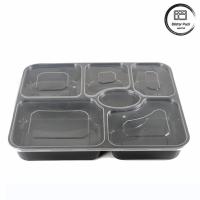 China 6 Compartment Disposable Transparent Plastic Bento Box Meal Prep Container for Hotels Events for sale
