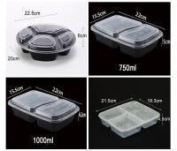 China 6 Compartment Disposable Transparent Plastic Bento Box Meal Prep Container for Hotels Events for sale