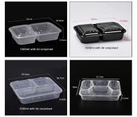 China 6 Compartment Disposable Transparent Plastic Bento Box Meal Prep Container for Hotels Events for sale