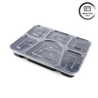 China Microwavable Plastic Take Out Boxes with 2, 3, 4, 6 Compartments Black Rectangular Disposable Meal Containers for sale
