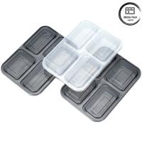 China 4 Compartment Disposable Plastic Bento Box for Hotel Restaurant Takeout Meal Prep 4 Section for sale