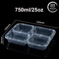 China 4 Compartment Disposable Plastic Bento Box for Hotel Restaurant Takeout Meal Prep 4 Section for sale