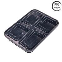 China 4 Compartment Disposable Plastic Bento Box for Hotel Restaurant Takeout Meal Prep 4 Section for sale