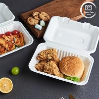 China PFAS Free Compostable Clamshell Lunch Box Fuling Biodegradable Bagasse Pulp Fast Food for sale