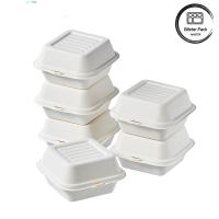 China PFAS Free Compostable Clamshell Lunch Box Fuling Biodegradable Bagasse Pulp Fast Food for sale