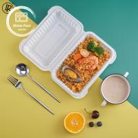 China Eco Friendly 9x6 PPMF Clamshell Takeout Containers Disposable White Hinged Foam Food Boxes for sale