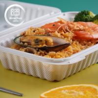 China Eco Friendly 9x6 PPMF Clamshell Takeout Containers Disposable White Hinged Foam Food Boxes for sale