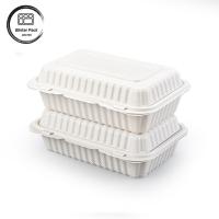 China Eco Friendly 9x6 PPMF Clamshell Takeout Containers Disposable White Hinged Foam Food Boxes for sale