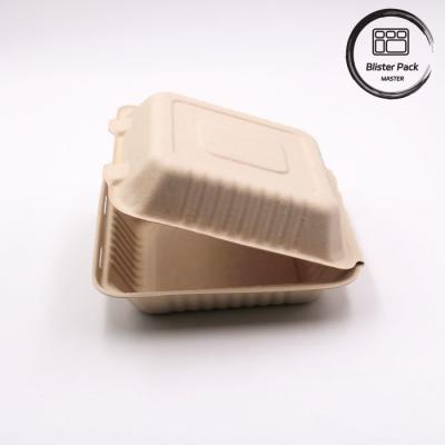 China Biodegradable Sugarcane Bagasse 9x6 Clamshell Lunch Box Eco Friendly Take Out Food Container for sale