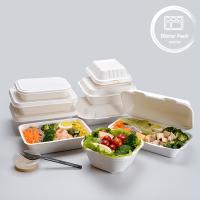 China Eco Friendly Disposable 2 Layer Lunch Box Biodegradable Compostable Food Container 500ml for sale