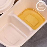 China Biodegradable 2 Compartment Sugarcane Bagasse Bento Box 100% Compostable Takeaway Food Container for sale