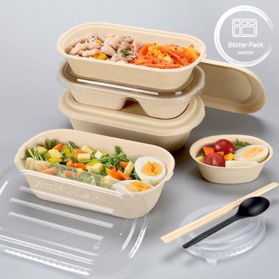 China Biodegradable 2 Compartment Sugarcane Bagasse Bento Box 100% Compostable Takeaway Food Container for sale