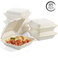 China Eco Friendly Biodegradable Sugarcane Bagasse Clamshell Takeaway Food Containers 7x5 Inch for sale