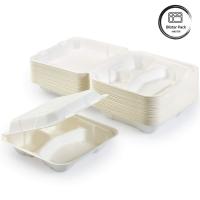 China Eco Friendly Biodegradable Sugarcane Bagasse Clamshell Takeaway Food Containers 7x5 Inch for sale