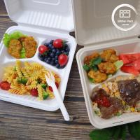 China Eco Friendly Biodegradable Sugarcane Bagasse Clamshell Takeaway Food Containers 7x5 Inch for sale