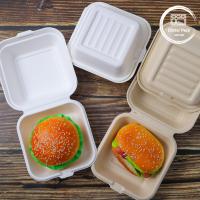 China Eco Friendly Biodegradable Sugarcane Bagasse Clamshell Takeaway Food Containers 7x5 Inch for sale