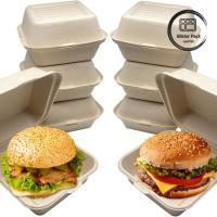 China 9 Inch Biodegradable Sugarcane Bagasse Clamshell Lunch Box for Burgers and Bakery Takeaway for sale