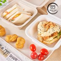 China 9 Inch Biodegradable Sugarcane Bagasse Clamshell Lunch Box for Burgers and Bakery Takeaway for sale