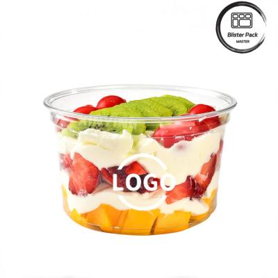 China Round Salad Containers 16oz 500ml BPA-Free Leakproof 117mm Diameter Custom Logo Printing for sale