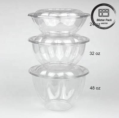 China Food Grade PET Plastic Salad Containers 18oz 24oz 32oz 40oz Leakproof for sale