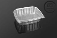 China Rectangular Clear rPET Hinged Salad Container 1000ml Secure Food Packaging for sale