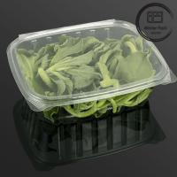 China Rectangular Clear rPET Hinged Salad Container 1000ml Secure Food Packaging for sale