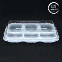 China Square Bakery Blister Box with Lid 4 Compartments Food Safe Plastic Dessert Container for sale