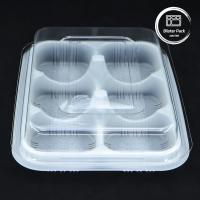China Square Bakery Blister Box with Lid 4 Compartments Food Safe Plastic Dessert Container for sale
