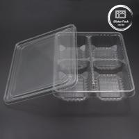 China Square Bakery Blister Box with Lid 4 Compartments Food Safe Plastic Dessert Container for sale