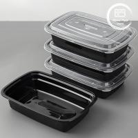 China 1000ml Rectangular Disposable Plastic Food Containers Tiffin Box for Takeaway for sale