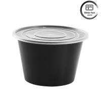 China Black Rectangular Round Plastic Lunch Boxes 4 Compartment Disposable Takeout Containers for sale