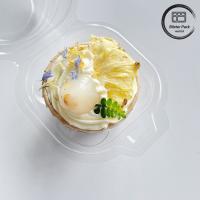 China Transparent Hinged Clamshell Disposable Plastic Food Containers Single Cupcake Holders for sale