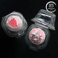 China Transparent Hinged Clamshell Disposable Plastic Food Containers Single Cupcake Holders for sale