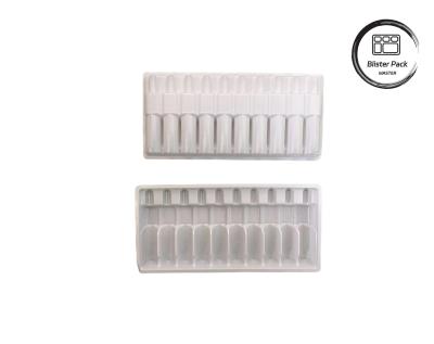 China Custom Vacuum Formed Plastic Ampoule Tray White Blister Packaging for 10ml Vials for sale