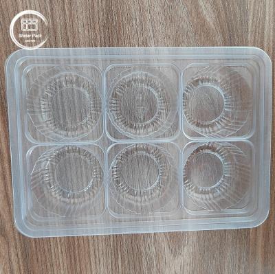 China Disposable Transparent PP Plastic 6 Cavity Tray for Chocolate Candy Mooncake Muffin Dumpling Packaging for sale