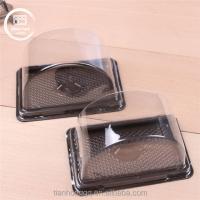 China Custom Semi-Circular Transparent Plastic Cake Tray with Lid Biscuit Packaging with Seal Label for sale